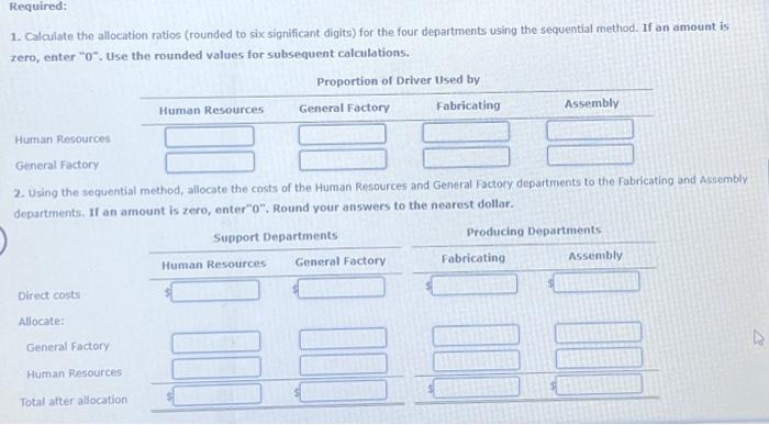 Solved Sequential (Step) Method of Support Department Cost | Chegg.com