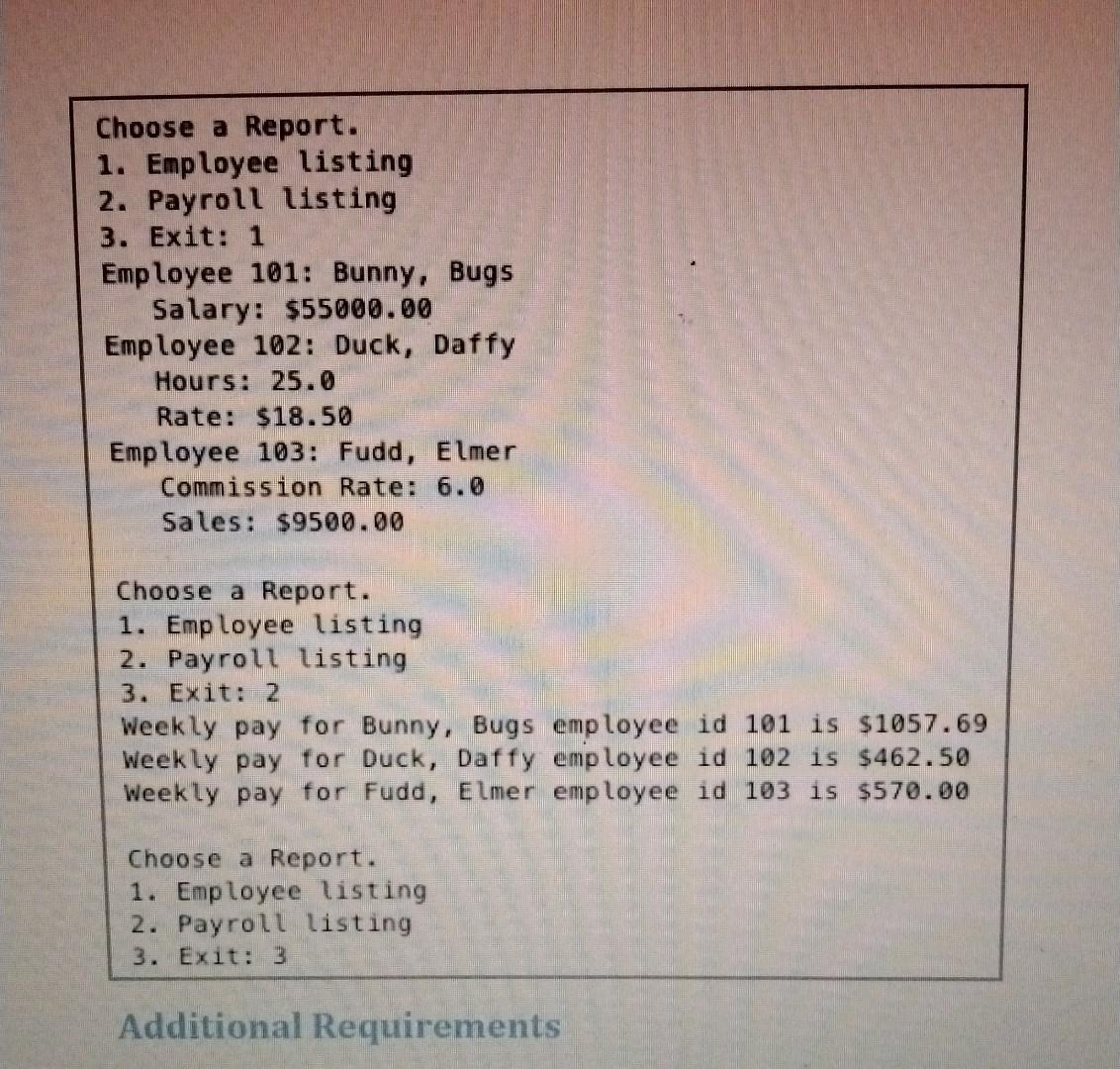 Solved Choose a Report. 1. Employee listing 2. Payroll | Chegg.com