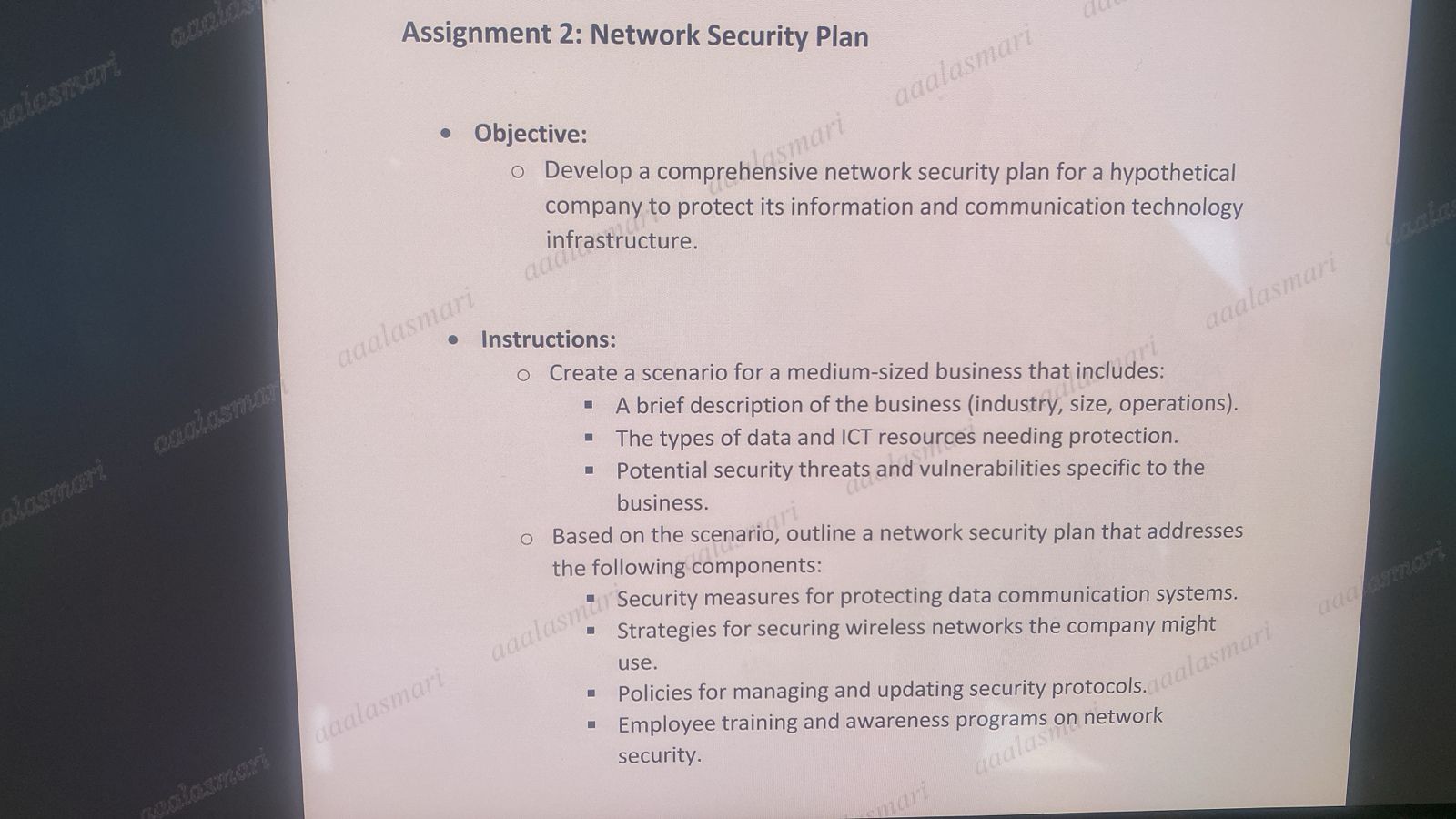 Solved Assignment 2: Network Security PlanObjective:Develop | Chegg.com