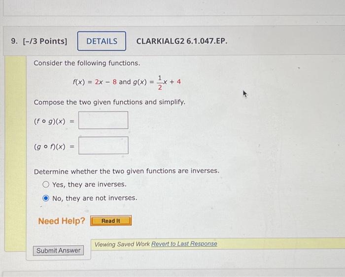 Solved 9. [-/3 Points] DETAILS Consider the following | Chegg.com