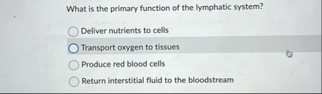 Solved What is the primary function of the lymphatic | Chegg.com