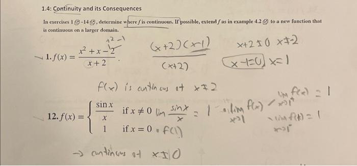 Solved 1.4: Continuity and its Consequences In exercises | Chegg.com