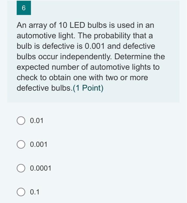 An array of 10 LED bulbs is used in an automotive | Chegg.com