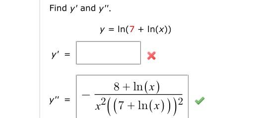 Solved Find y′ and y′′. y=e3ex y′= y′′= 0/1 Points] Find an | Chegg.com