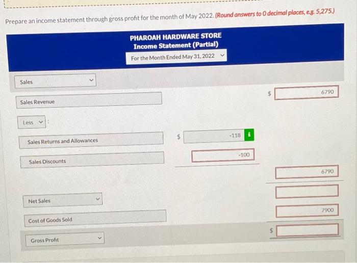 Solved Pharoah Hardware Store completed the following | Chegg.com