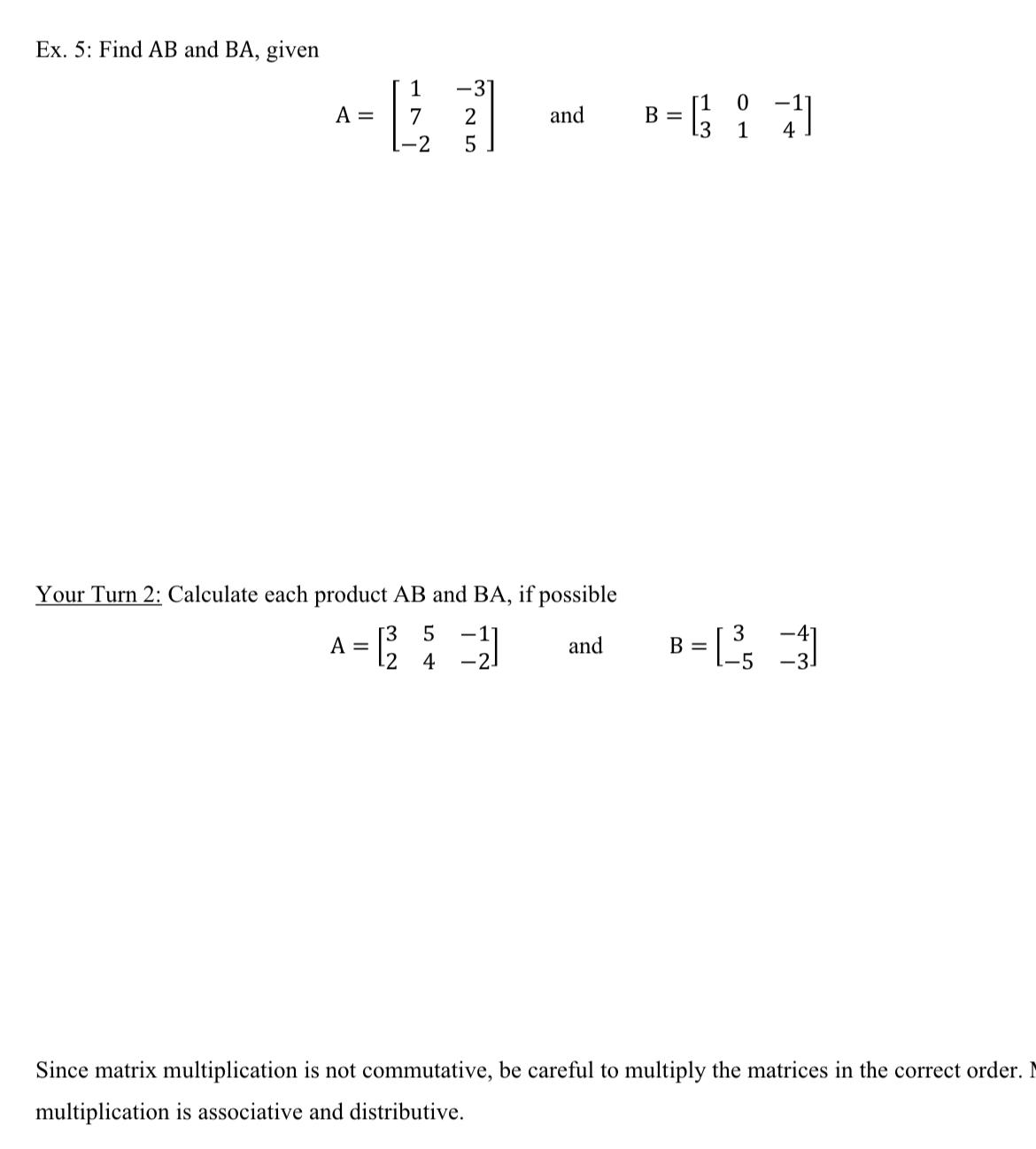 Solved Ex. 5: Find AB and BA, | Chegg.com
