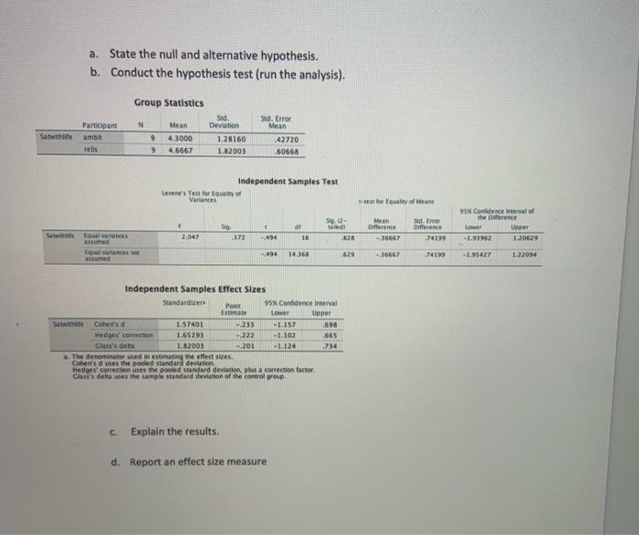 Solved I have two formulas & the answers are a-d. means | Chegg.com