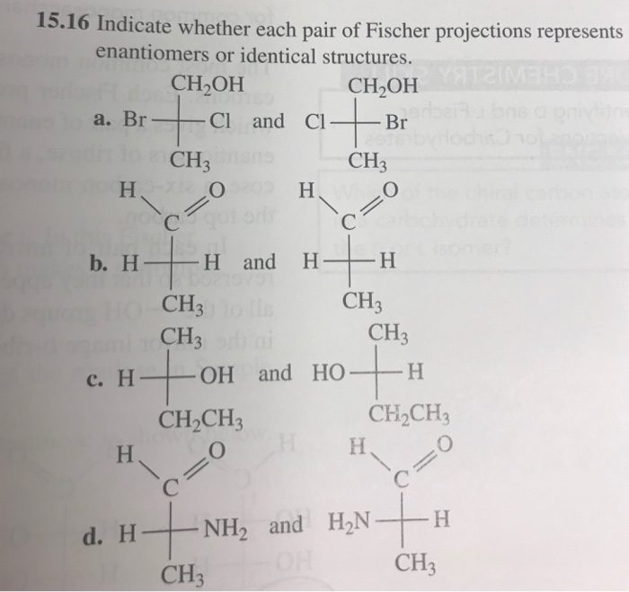Solved 13.16 Indicate whether each pair of Fischer | Chegg.com
