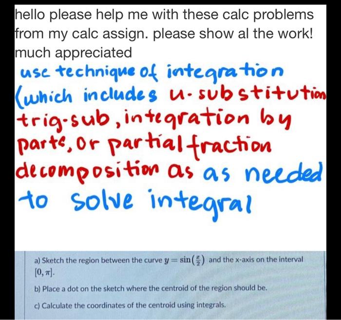 Solved hello please help me with this calc problem from my | Chegg.com