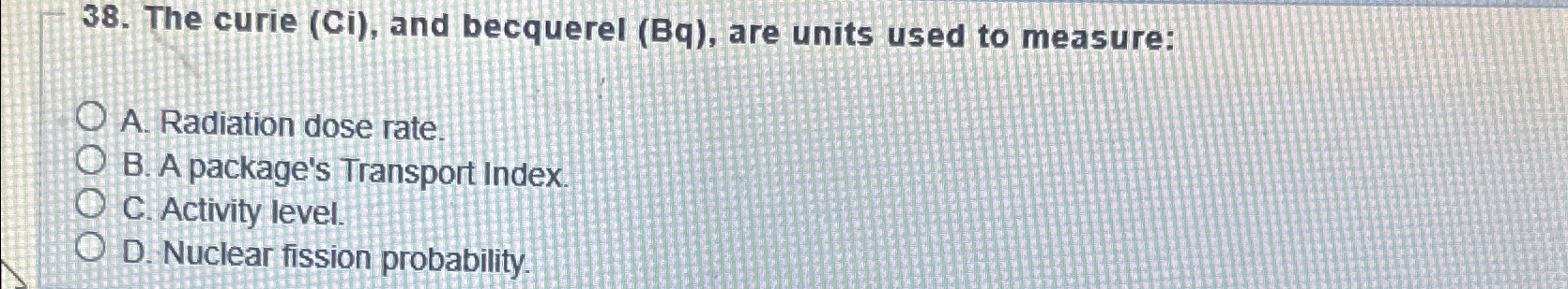 Solved The curie (Ci), ﻿and becquerel (Bq), ﻿are units used | Chegg.com