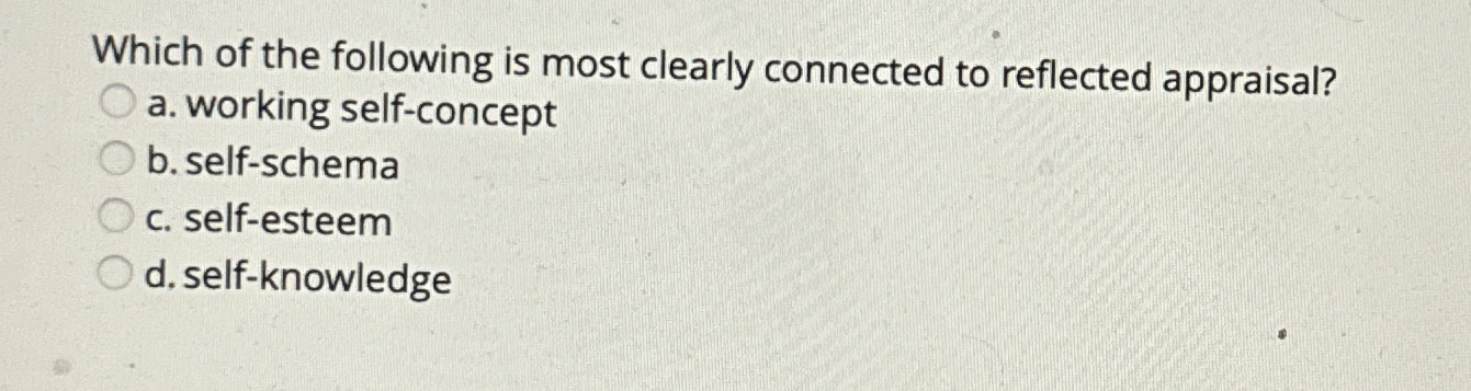 Solved Which of the following is most clearly connected to | Chegg.com