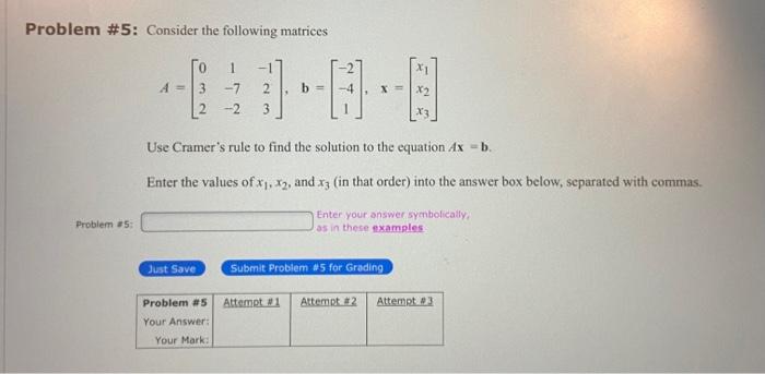 Solved Problem \#5: Consider the following matrices | Chegg.com