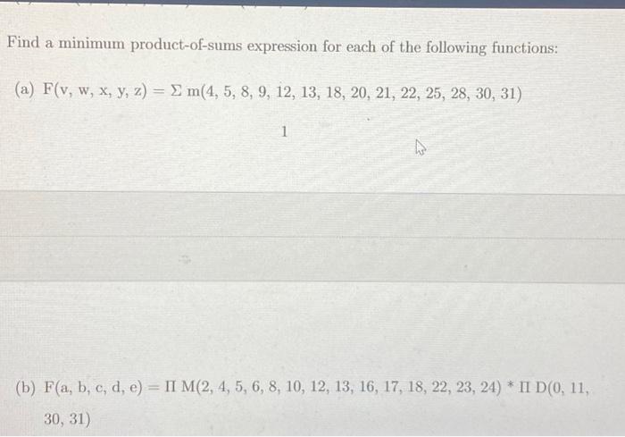 Solved Find a minimum product-of-sums expression for each of | Chegg.com