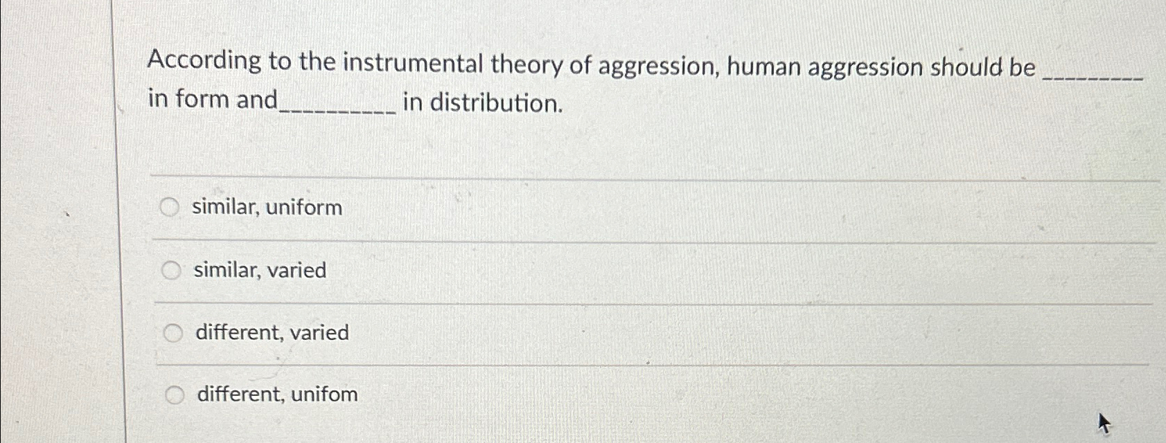 Solved According to the instrumental theory of aggression, | Chegg.com