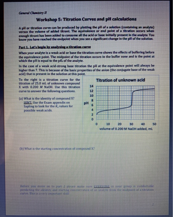 Solved Part 2: Consider the titration curve in Problem 1 and | Chegg.com