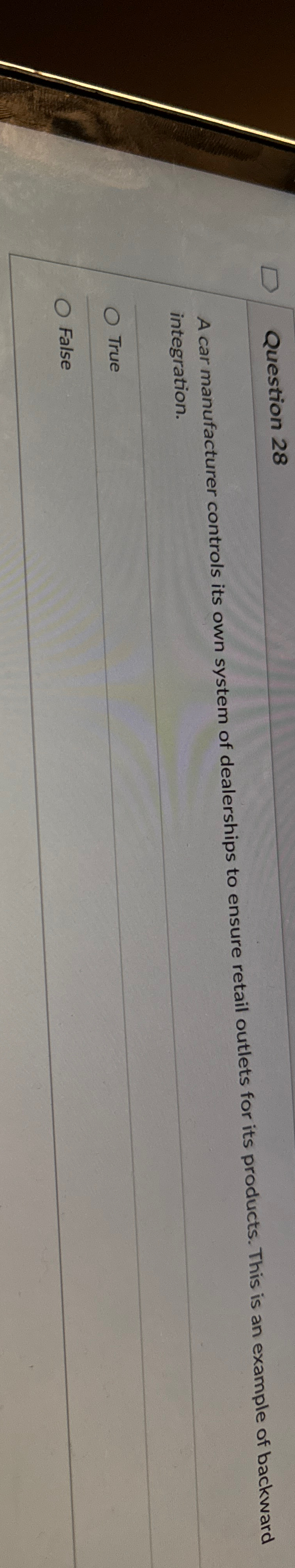 Solved Question 28A car manufacturer controls its own system | Chegg.com
