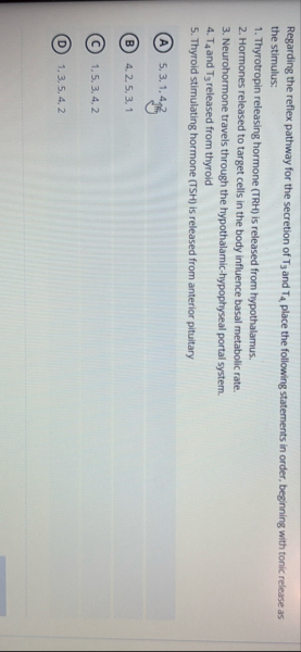 Solved Regarding the reflex pathway for the secretion of T3 | Chegg.com