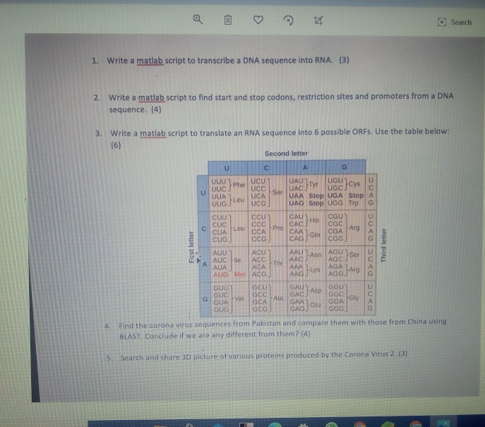 Question of Bioinformatics kindly solve it step by | Chegg.com