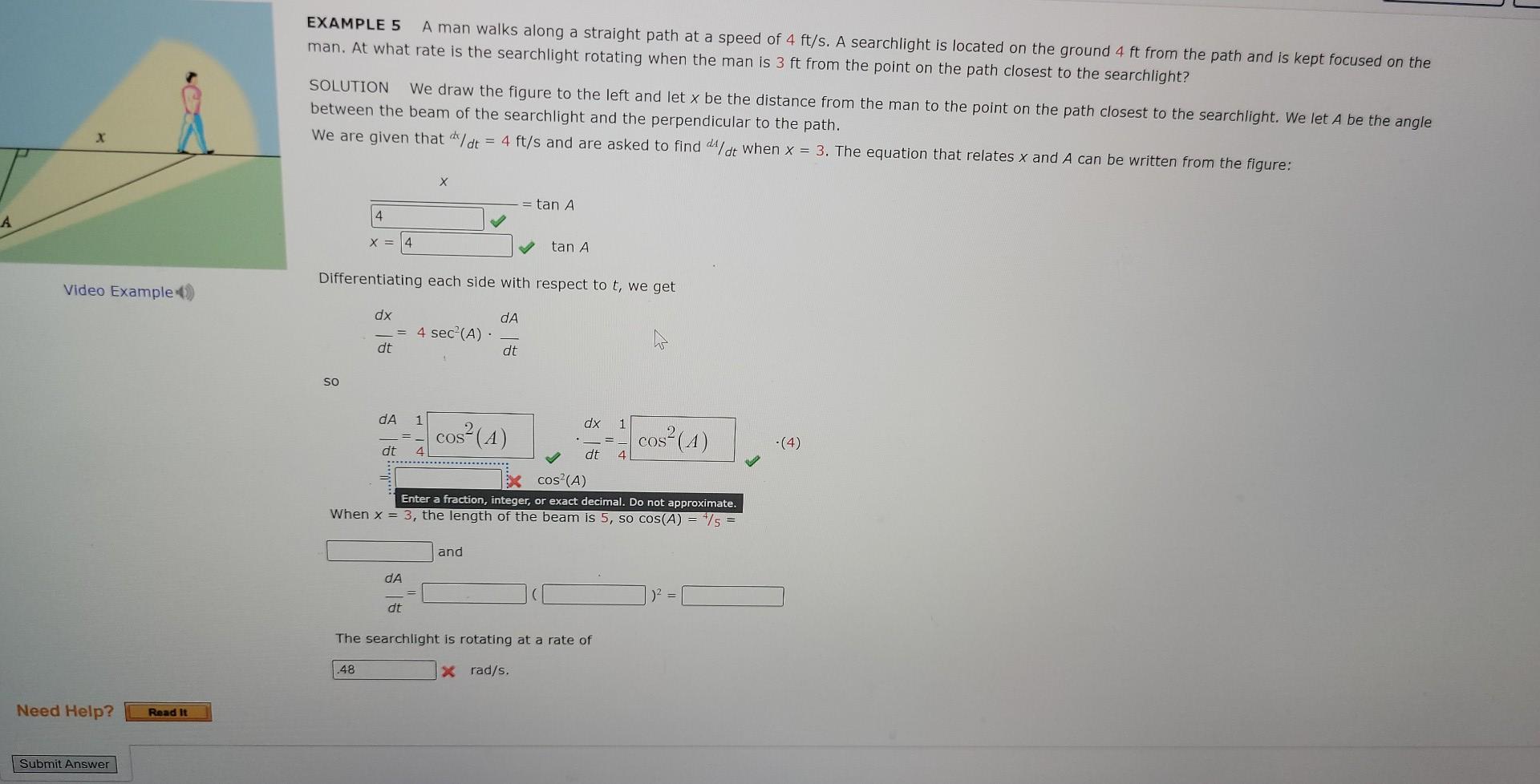Solved EXAMPLE 5 A man walks along a straight path at a | Chegg.com