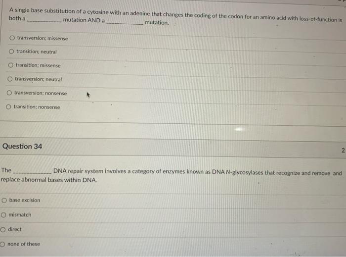 Solved A single base substitution of a cytosine with an | Chegg.com