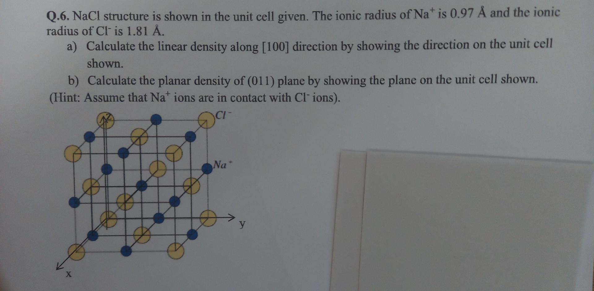 Solved Q.6. NaCl structure is shown in the unit cell given. | Chegg.com