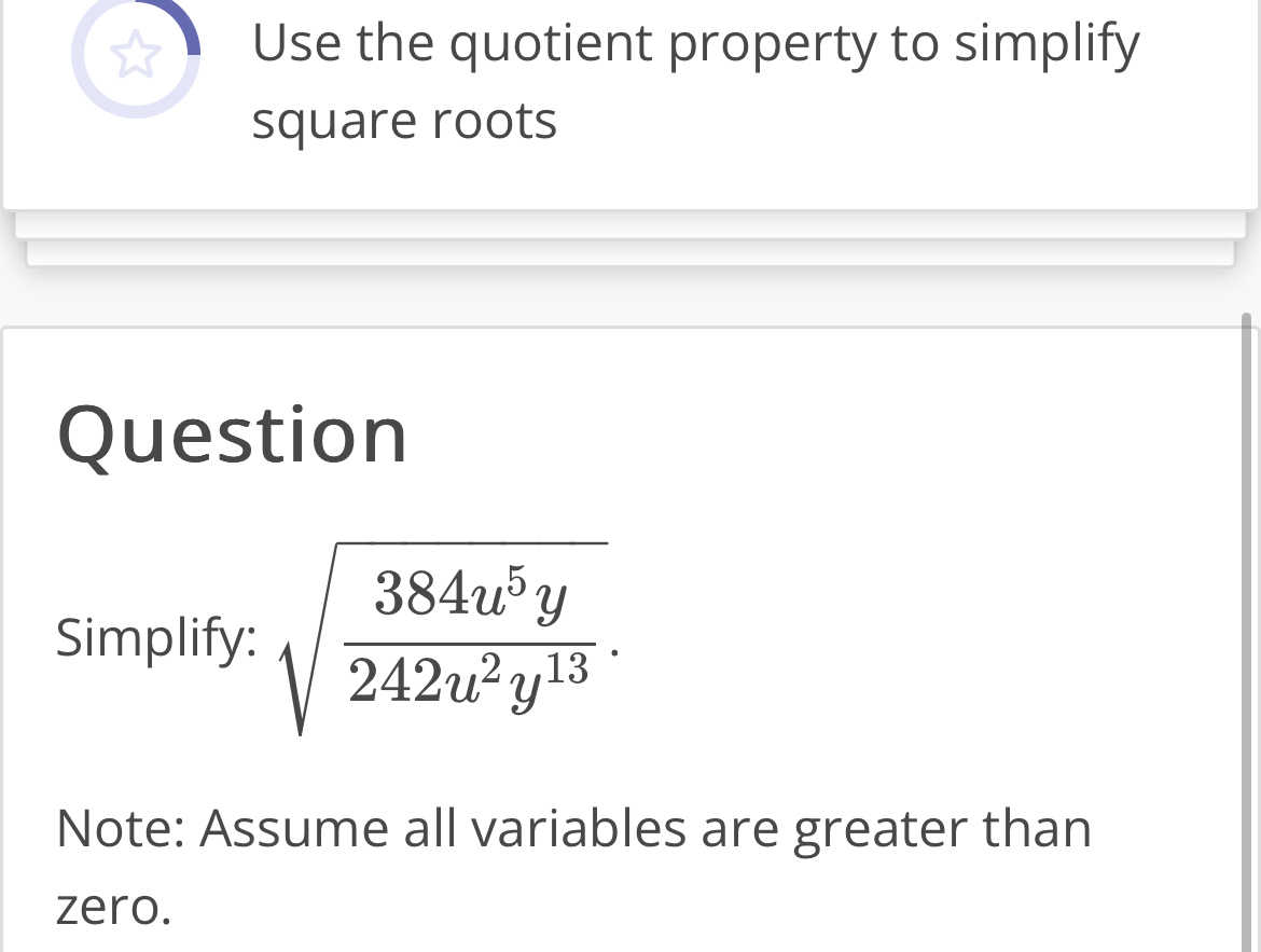 Solved Use the quotient property to simplify square | Chegg.com