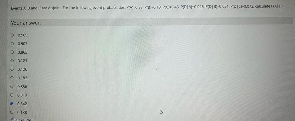 Solved Events A,B and C are disjoint. For the following | Chegg.com