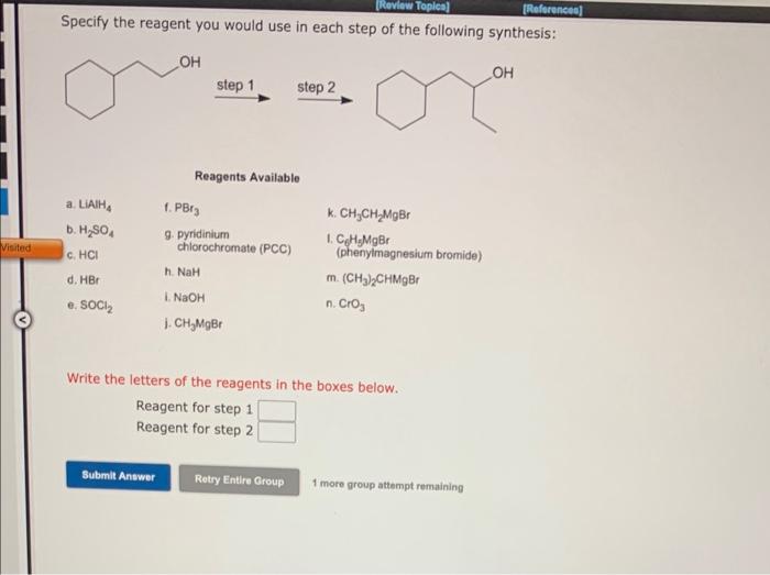 Solved Specify both the alcohol starting material and the | Chegg.com