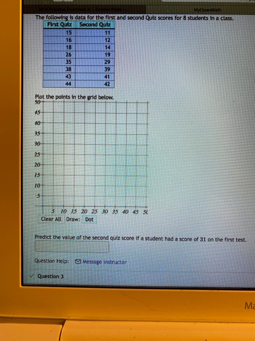Solved MyOpenMath The following is data for the first and | Chegg.com