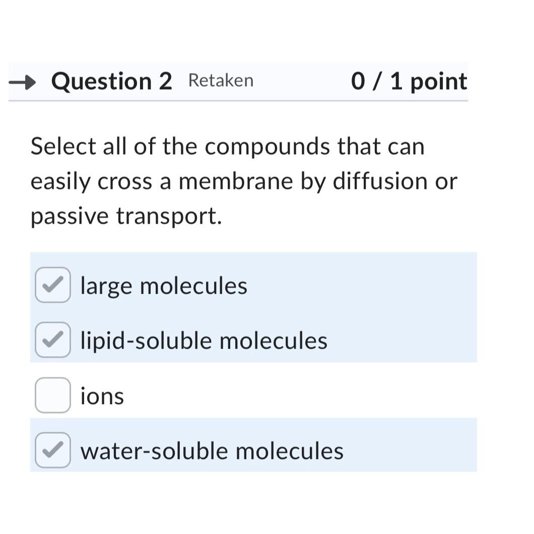 Solved → ﻿Question 2Retaken01 ﻿pointSelect all of the | Chegg.com