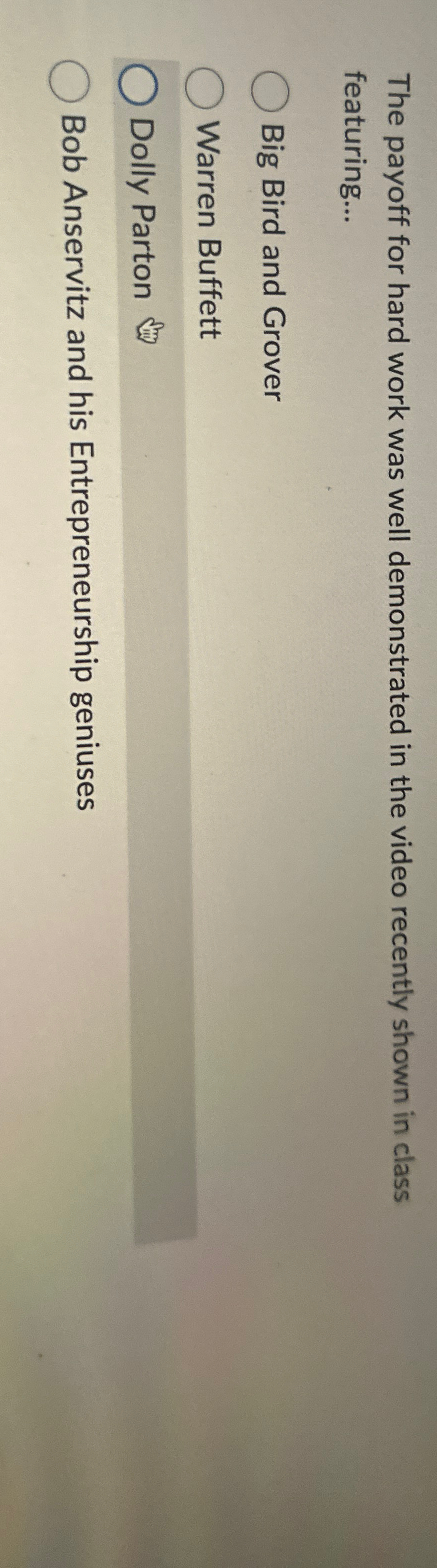 Solved The payoff for hard work was well demonstrated in the | Chegg.com
