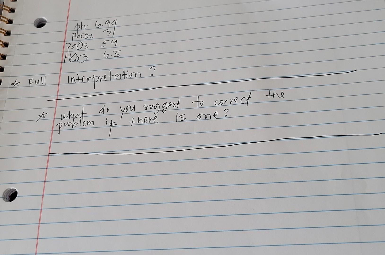 Solved ph. 6.94 placor Placor 31 paOr 59 HCO336.5 | Chegg.com
