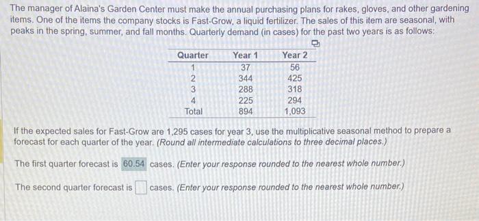 Solved The manager of Alaina's Garden Center must make the | Chegg.com