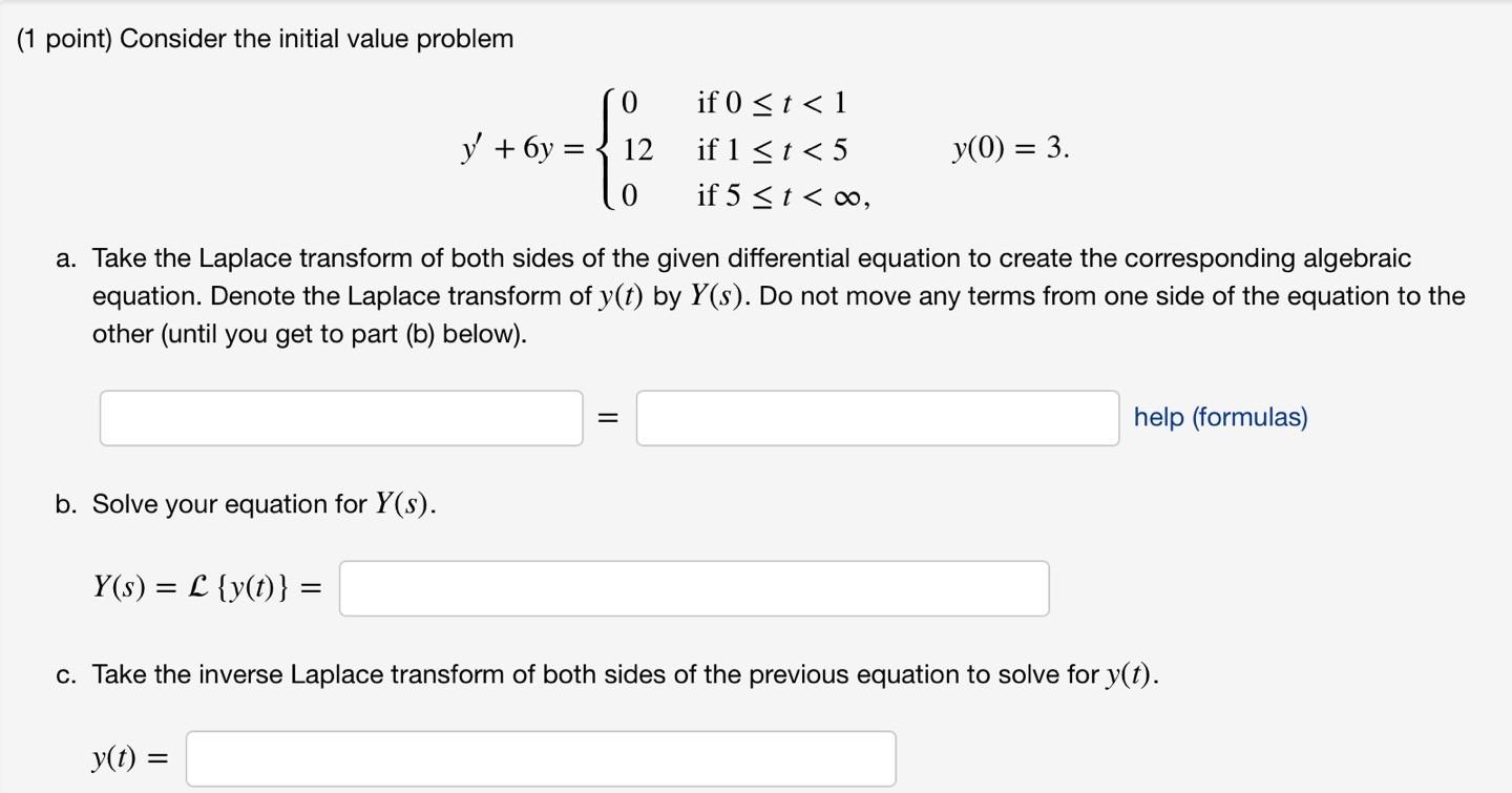 Solved 1 Point Consider The Initial Value Problem 0989