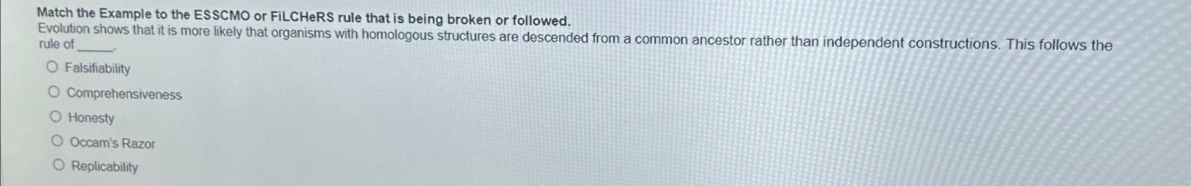 Solved Match the Example to the ESSCMO or FiLCHeRS rule that | Chegg.com