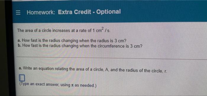 Solved Homework: Extra Credit - Optional The area of a | Chegg.com