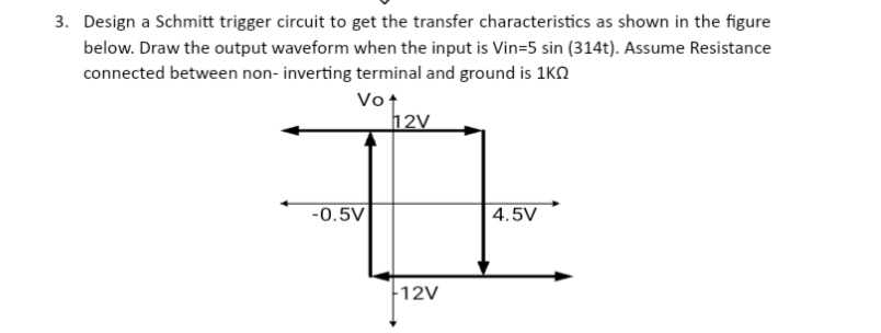 Solved Design a Schmitt trigger circuit to get the transfer | Chegg.com