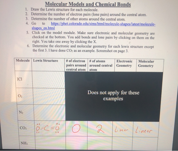 Solved Molecular Models and Chemical Bonds 1. Draw the Lewis | Chegg.com