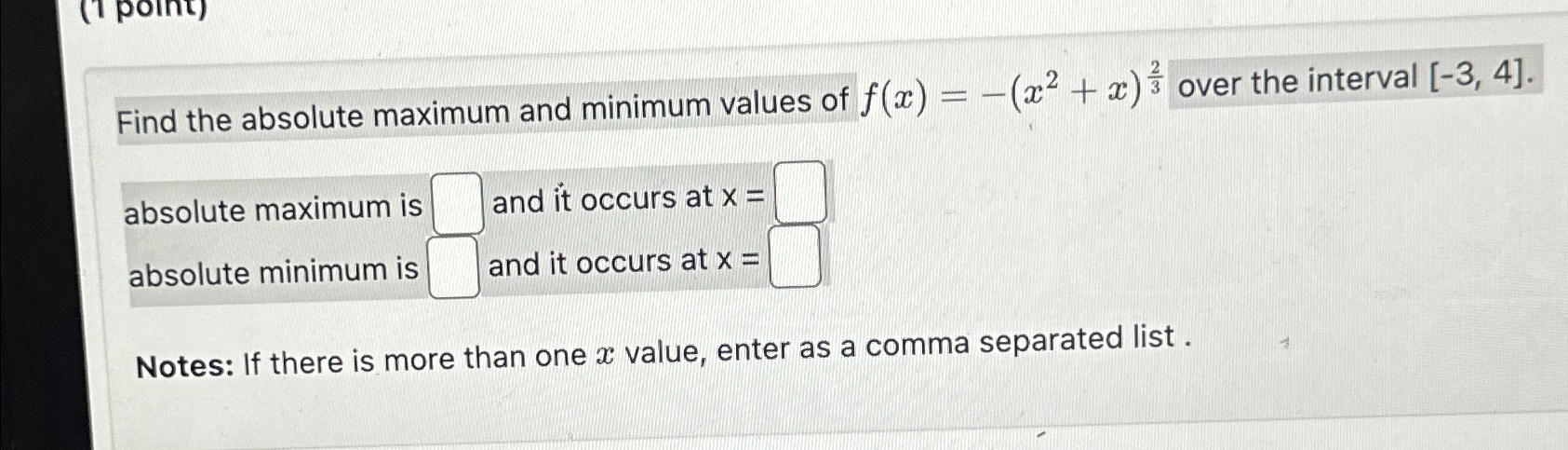Solved Find the absolute maximum and minimum values of | Chegg.com
