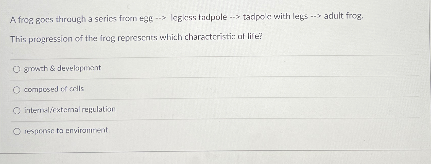 Solved A frog goes through a series from egg --> ﻿legless | Chegg.com