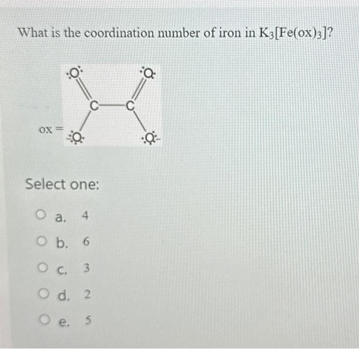 Solved What is the coordination number of iron in | Chegg.com