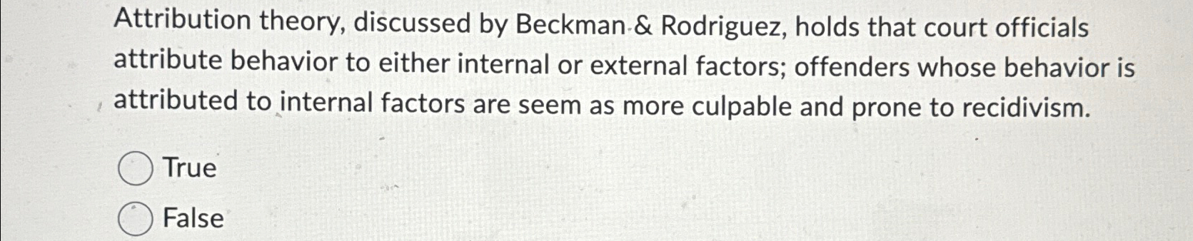 Solved Attribution theory, discussed by Beckman-& Rodriguez, | Chegg.com