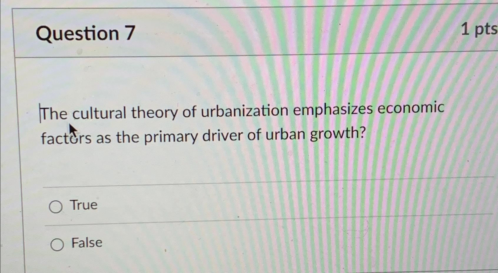 Solved Question 71 ptsThe cultural theory of urbanization | Chegg.com Solved Question 71 ptsThe cultural theory of urbanization | Chegg.com