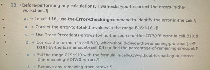 Solved worksheet.9 d. → Correct-the formula in cell-B19, | Chegg.com