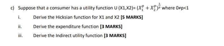 Solved Suppose that a consumer has a utility function U | Chegg.com