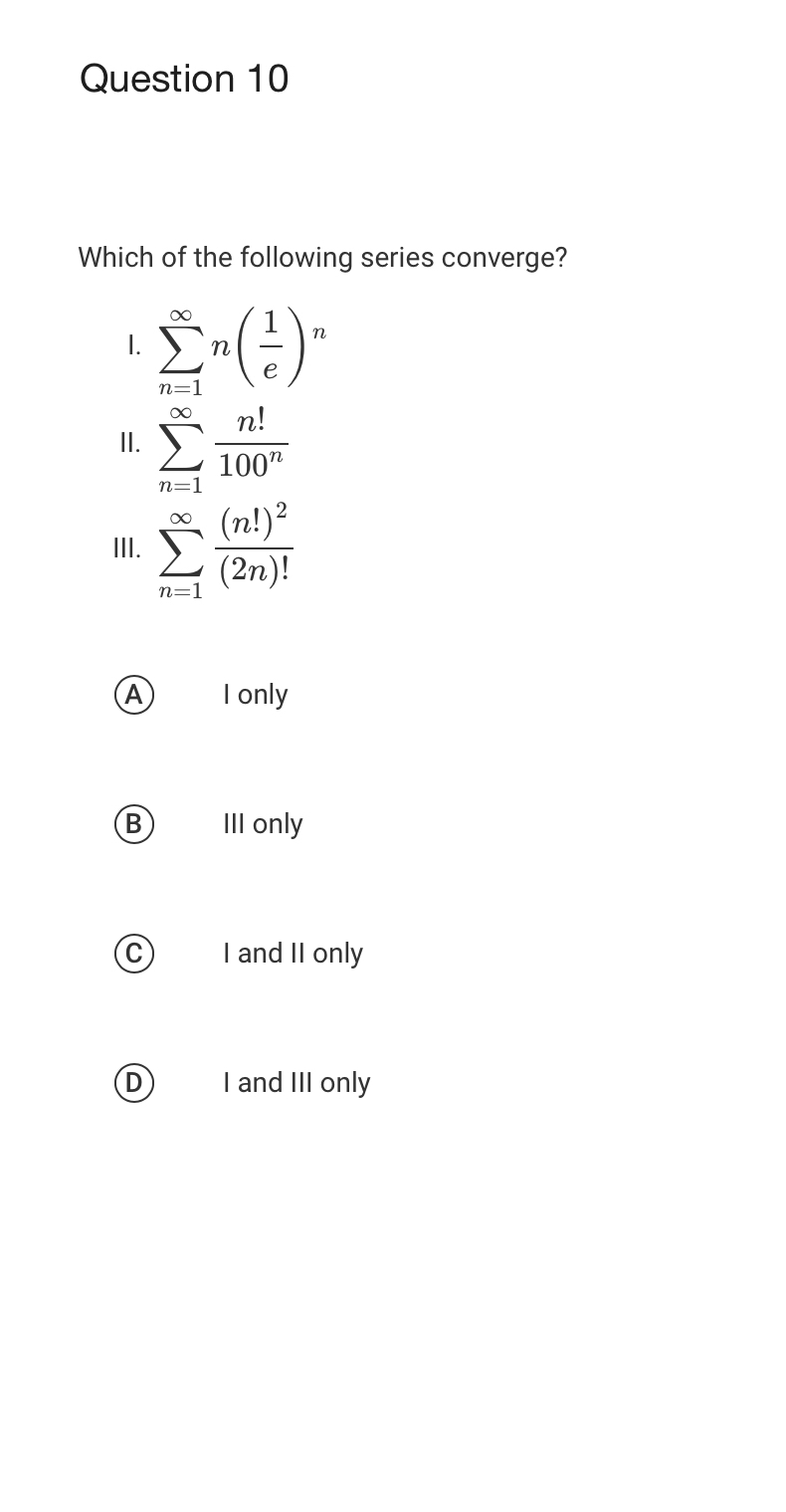 Solved Question 10Which of the following series | Chegg.com