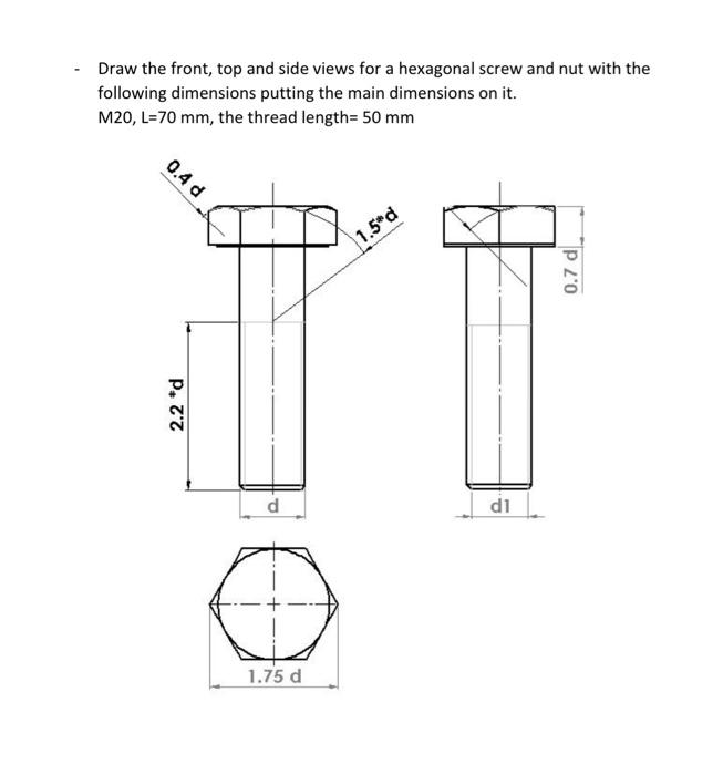 Solved Draw the front, top and side views for a hexagonal | Chegg.com