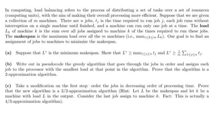 In computing, load balancing refers to the process of | Chegg.com