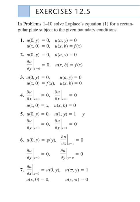 Solved In Problems 1-10 solve Laplace's equation (1) for a | Chegg.com