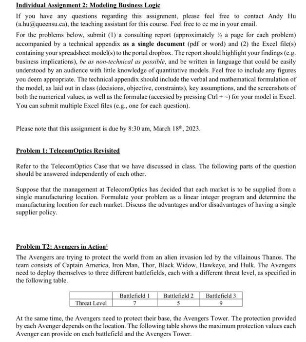 Solved Individual Assignment 2: Modeling Business Logic If | Chegg.com